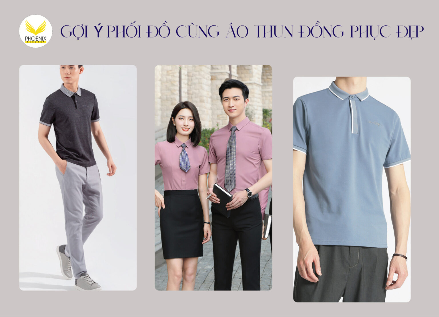Những cách phối đồ cùng áo thun đồng phục đẹp - Phoenix Garment